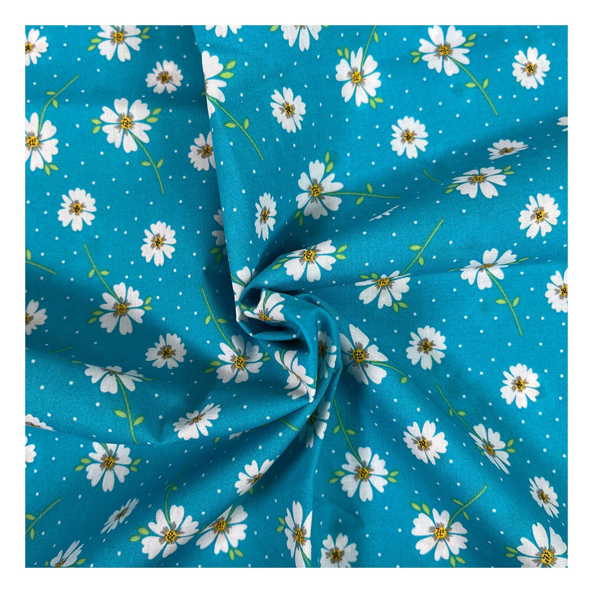 Teal Daisy Spot Polycotton Fabric by the Metre | Hobbycraft