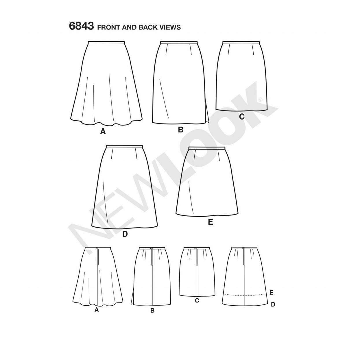 New Look Women’s Skirt Sewing Pattern 6843 | Hobbycraft