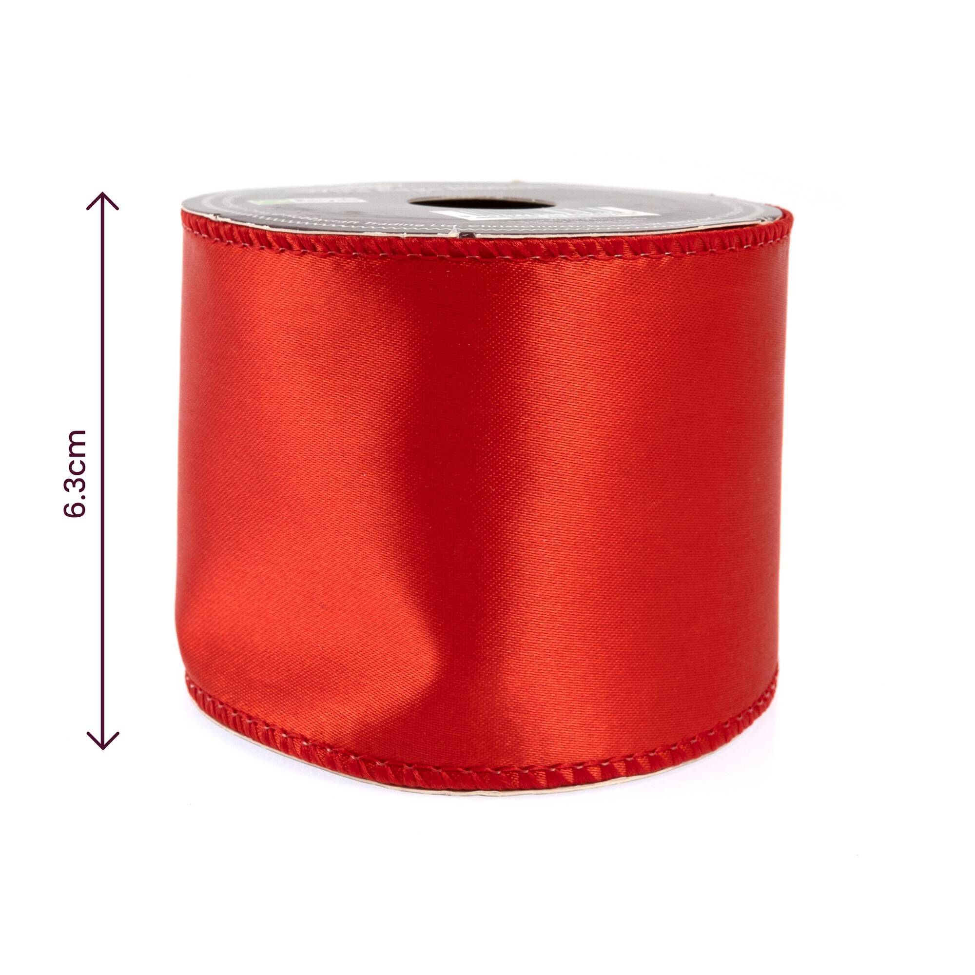 Red Wire Edge Satin Ribbon 63mm x 3m | Hobbycraft