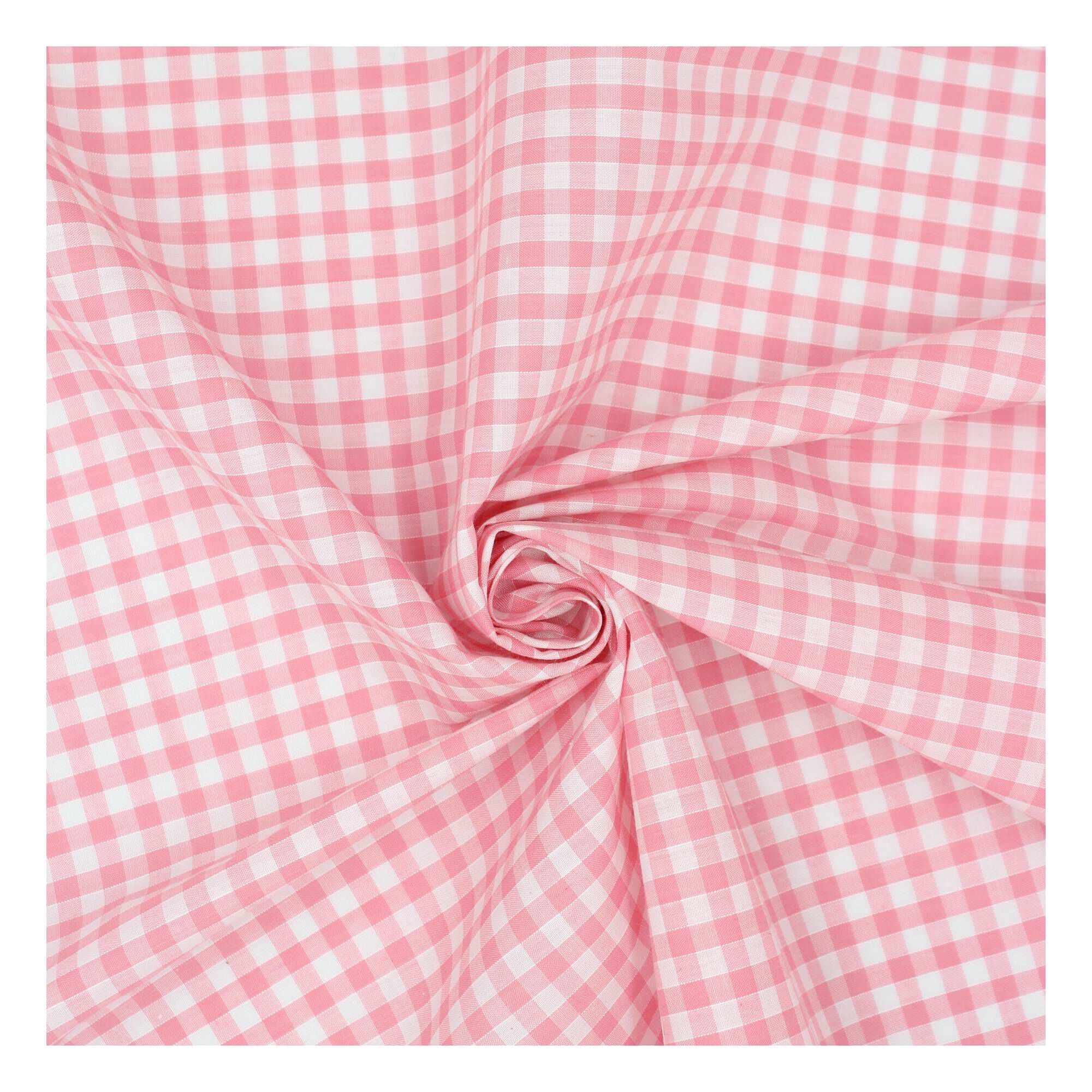 Pink 1/4 Gingham Fabric by the Metre | Hobbycraft