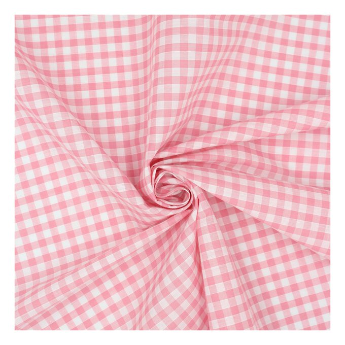 Pink 1/4 Gingham Fabric by the Metre | Hobbycraft