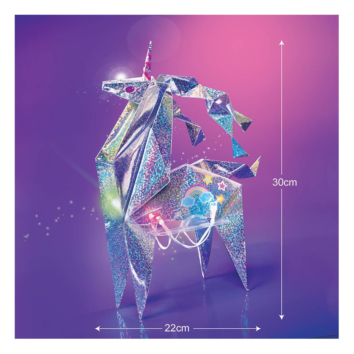 KidzMaker Holographic Light-Up Origami Unicorn | Hobbycraft