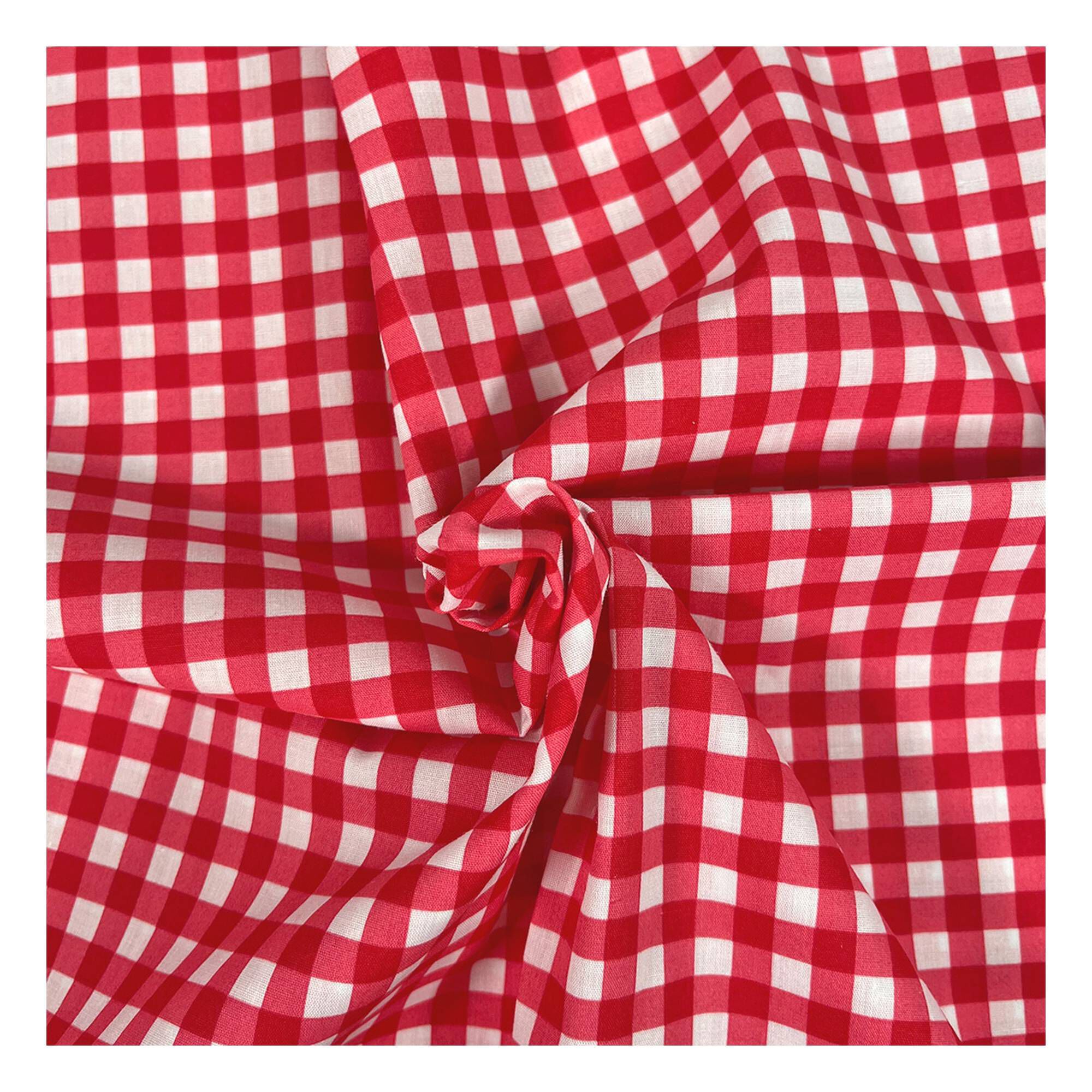Red Gingham Polycotton Fabric by the Metre | Hobbycraft