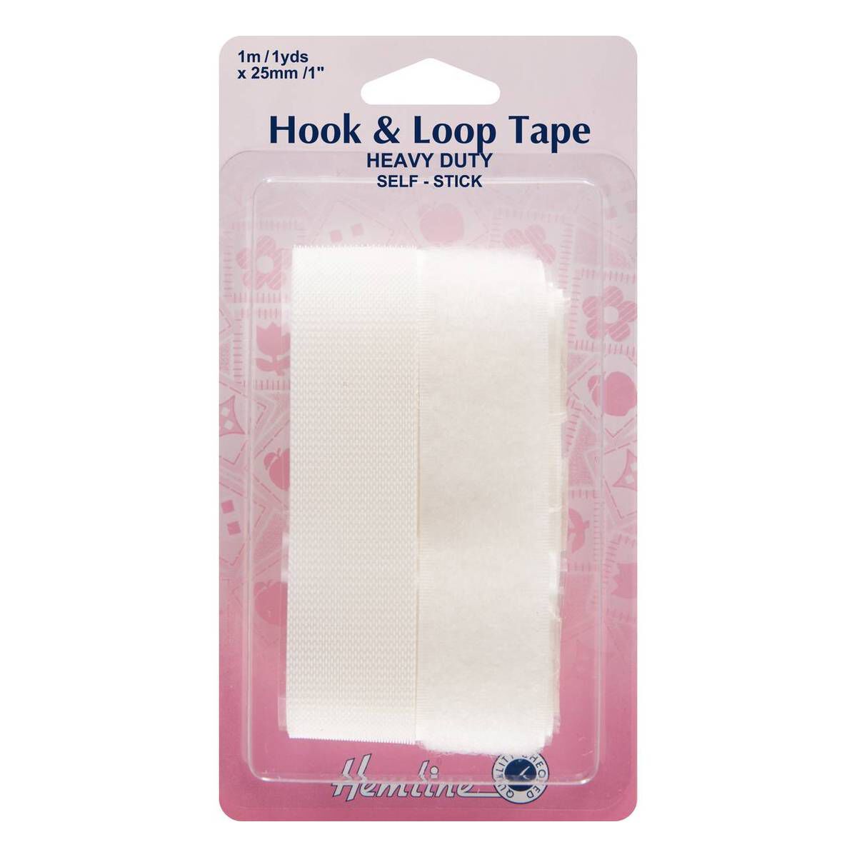 Hemline White Hook and Loop Heavy Duty Tape 25 mm x 1 m | Hobbycraft