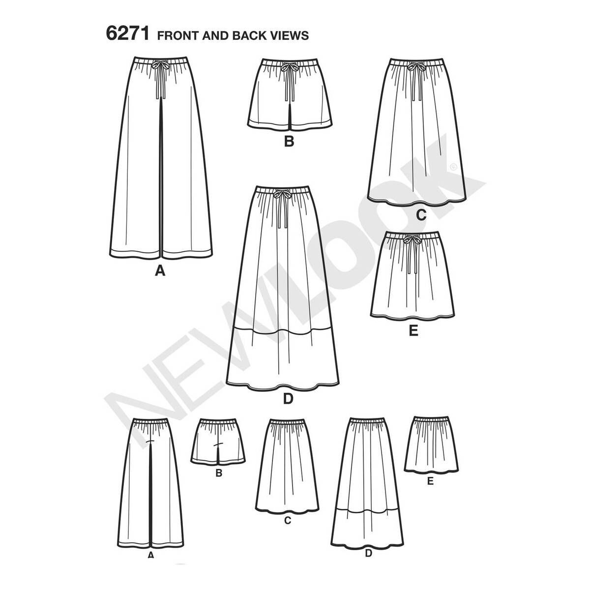 New Look Women's Shorts Skirt and Trousers Sewing Pattern 6271 | Hobbycraft