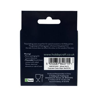 Whisk Red Foil Cupcake Cases 50 Pack | Hobbycraft