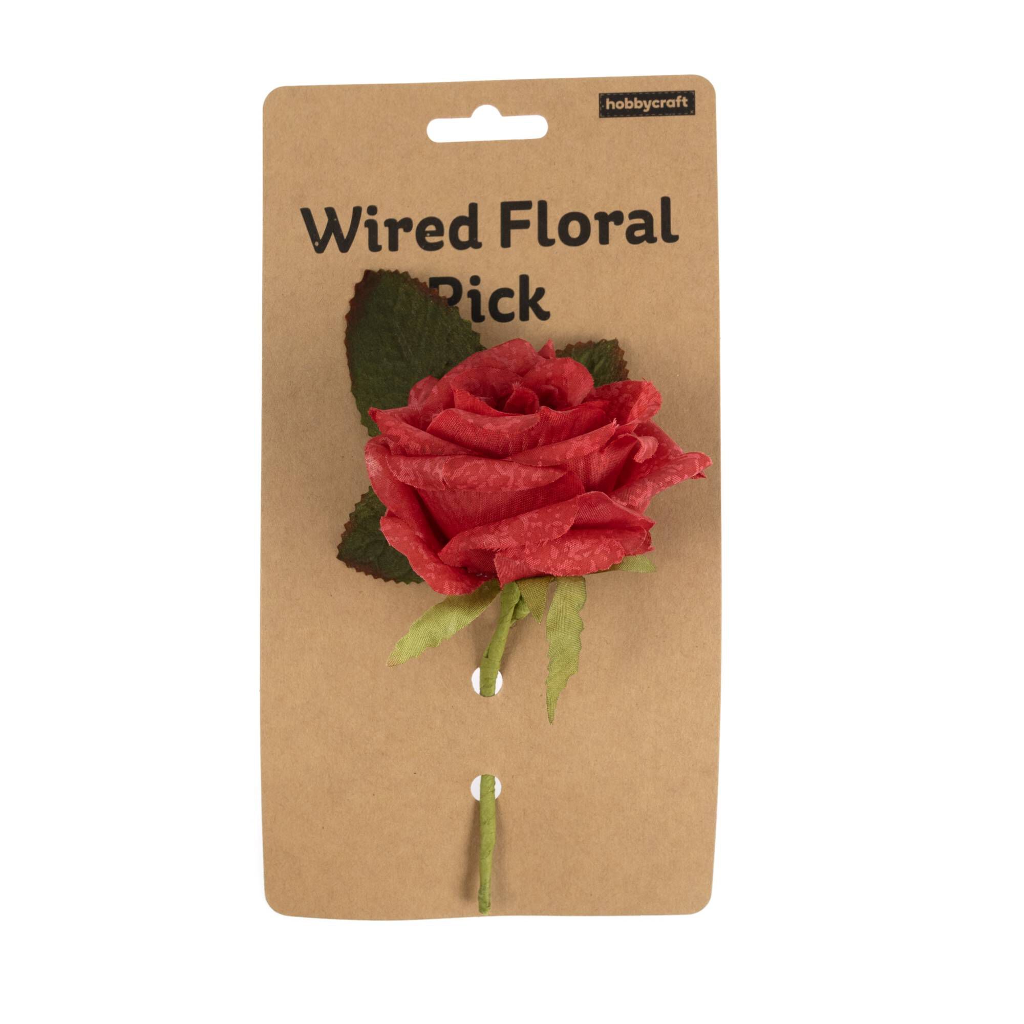 Single Red Rose Pick 20cm | Hobbycraft