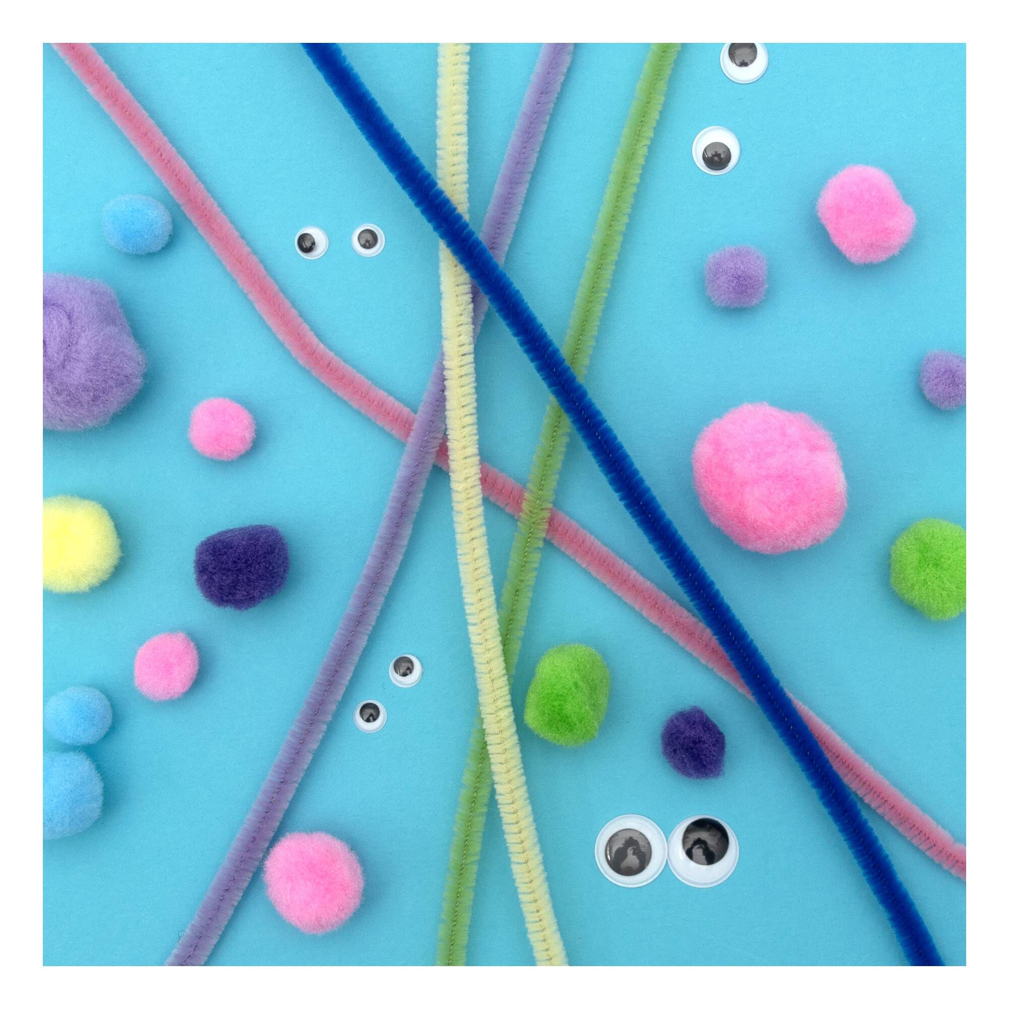 Pastel Pipe Cleaners and Pom Poms Craft Pack 80 Pieces | Hobbycraft