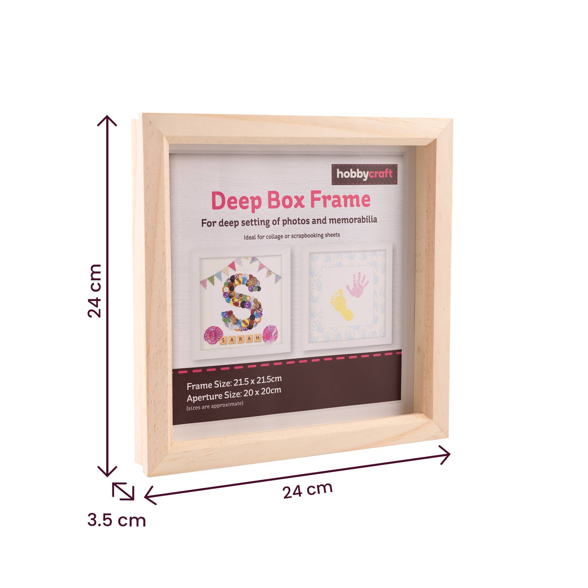 Natural Pine Deep Box Frame 20cm x 20cm | Hobbycraft