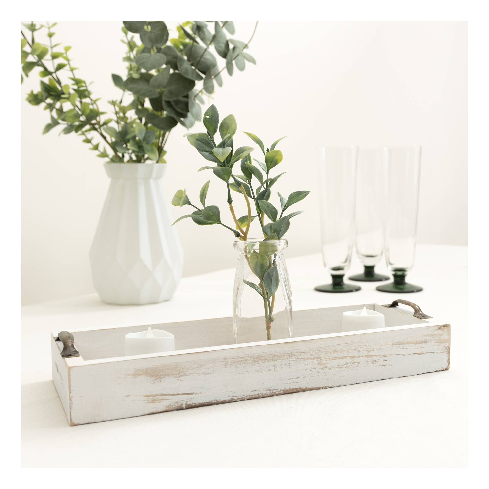 White Wooden Rectangular Tray 30cm x 12cm x 5cm | Hobbycraft