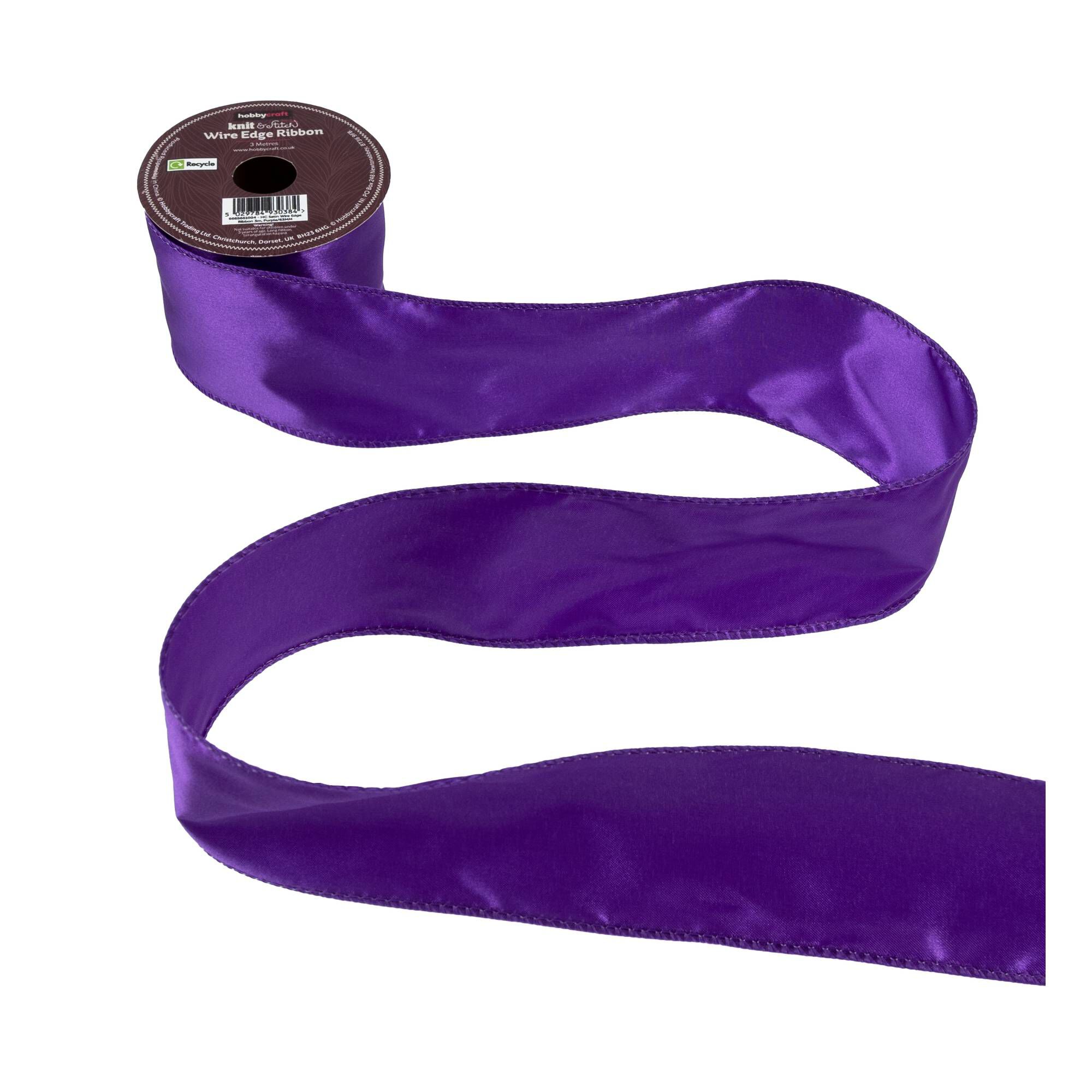 Purple Wire Edge Satin Ribbon 63mm x 3m | Hobbycraft