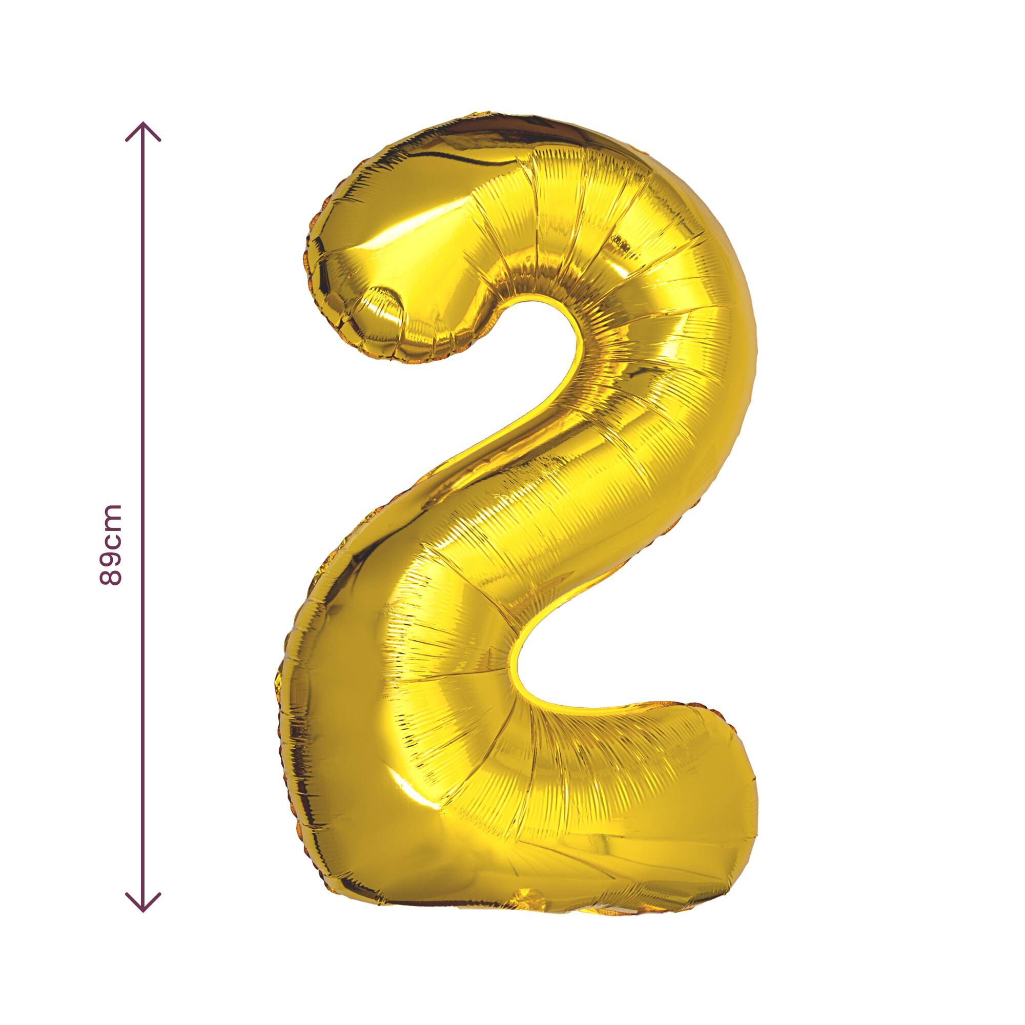 Extra Large Gold Foil Number 2 Balloon | Hobbycraft