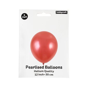Red Pearlised Latex Balloons 8 Pack | Hobbycraft