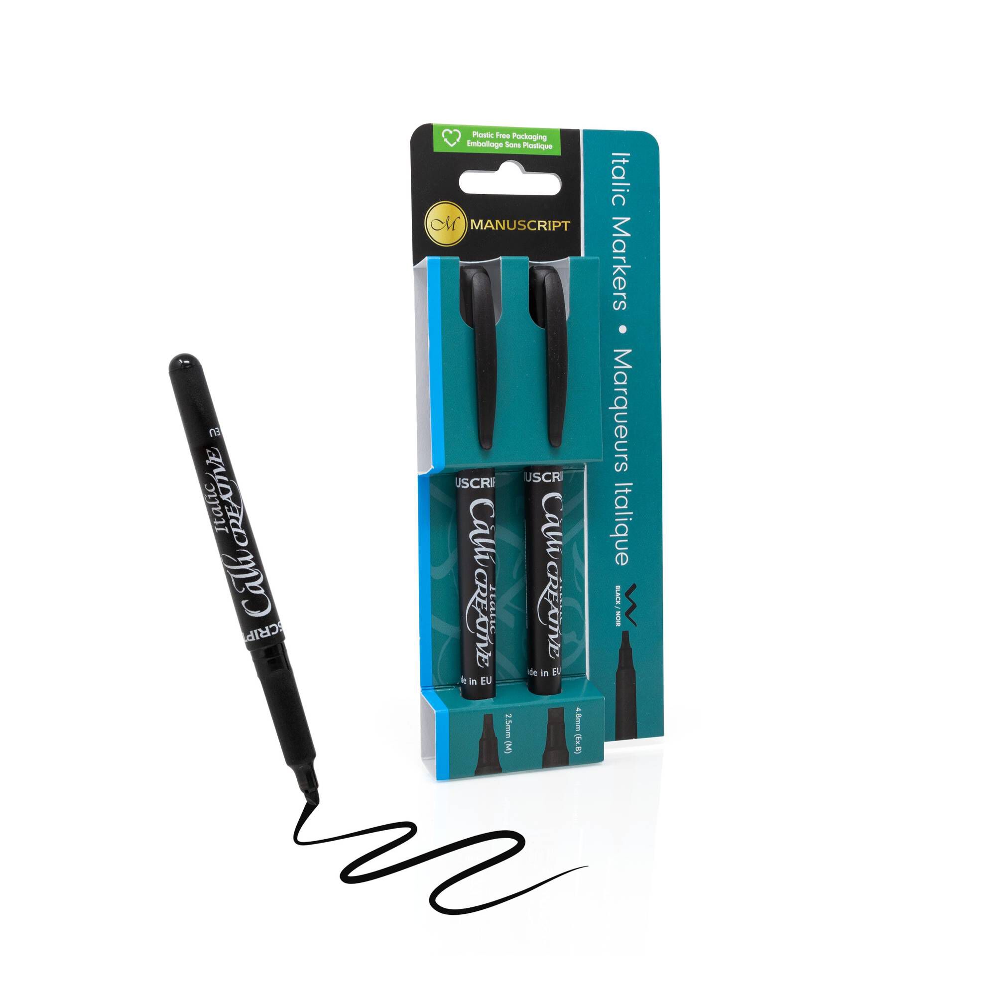 Manuscript Italic Black Marker 2 Pack | Hobbycraft