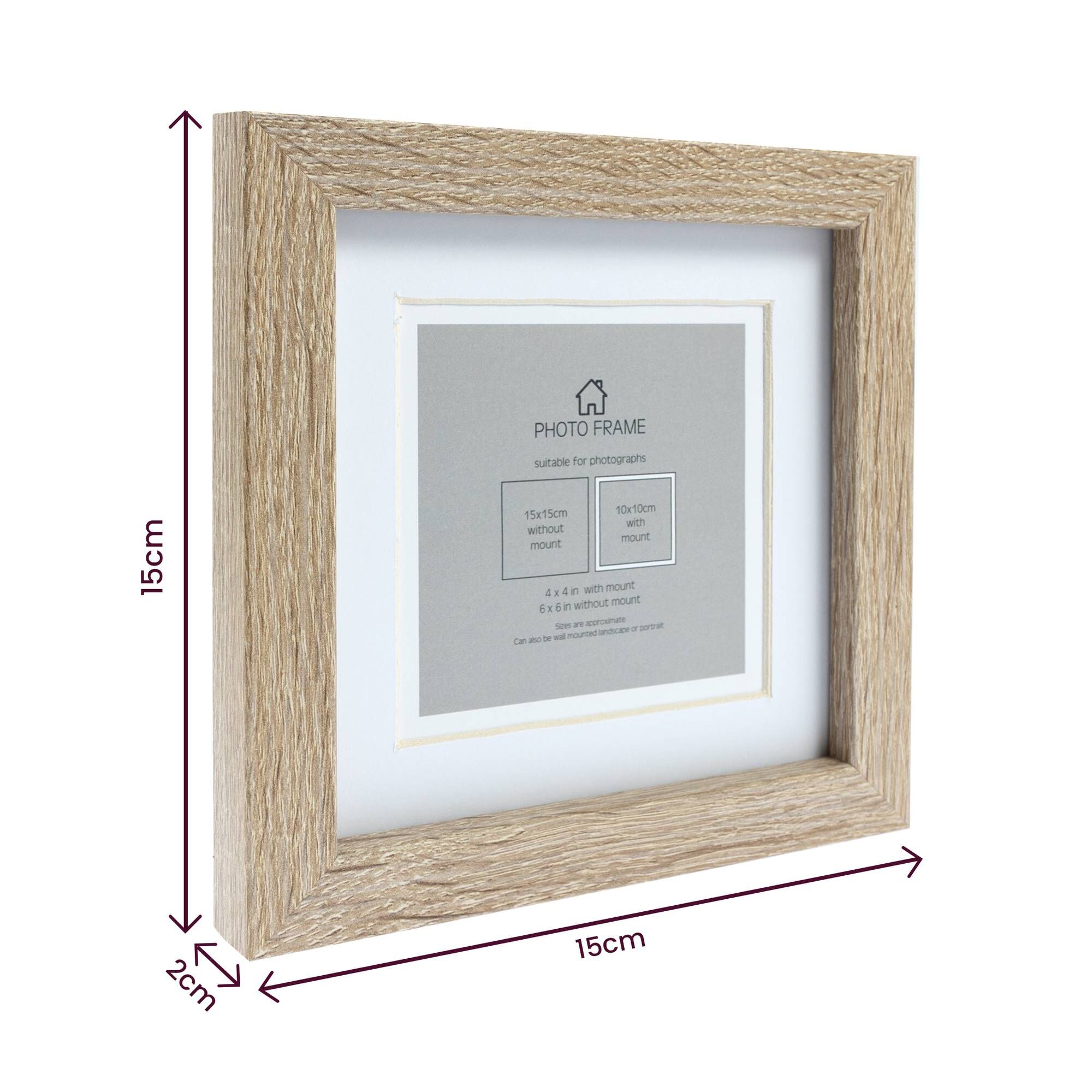 Light Oak Effect Photo Frame 15cm x 15cm | Hobbycraft