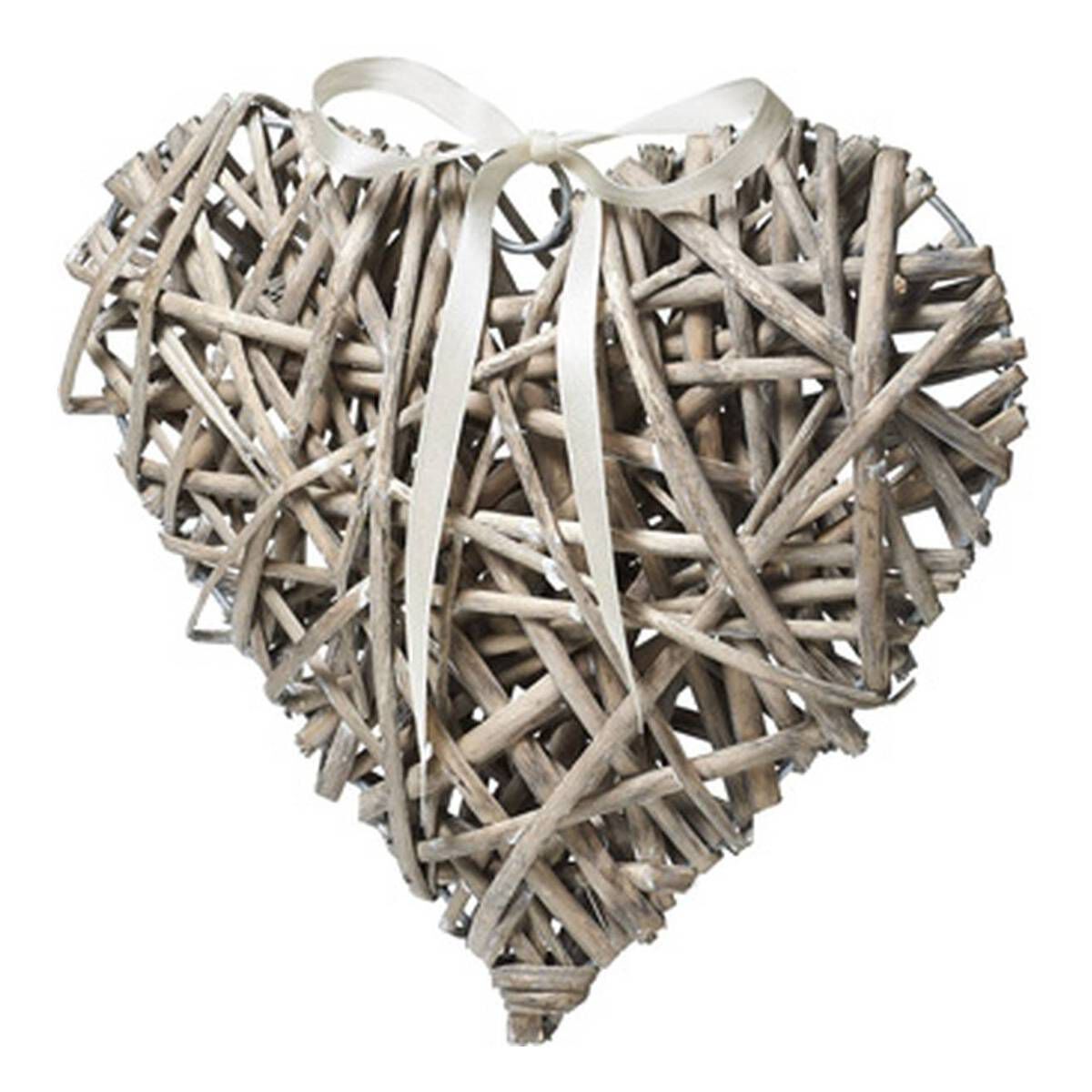 Natural Wicker Heart Decoration 10cm | Hobbycraft