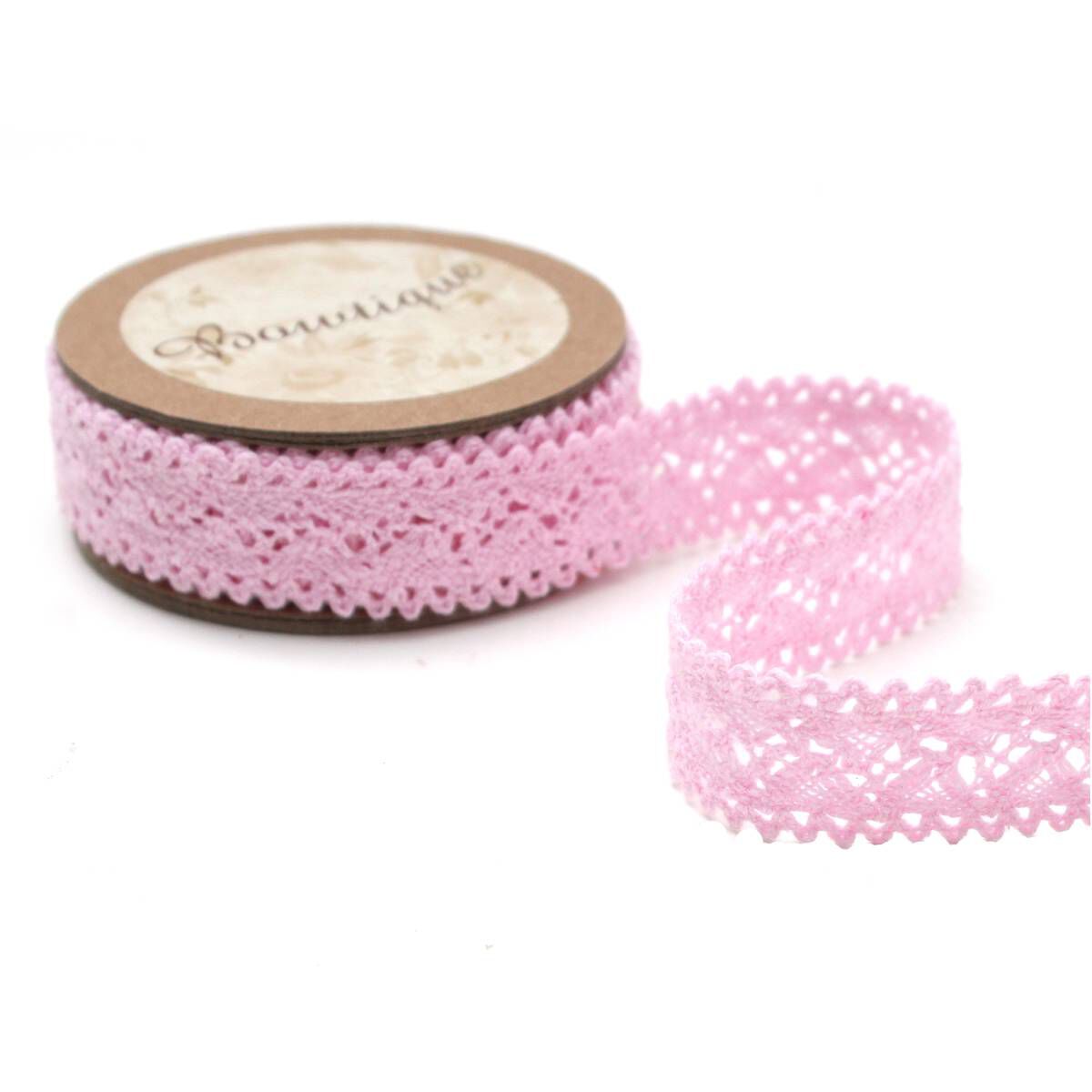Pink Cotton Lace Ribbon 18mm x 5m | Hobbycraft