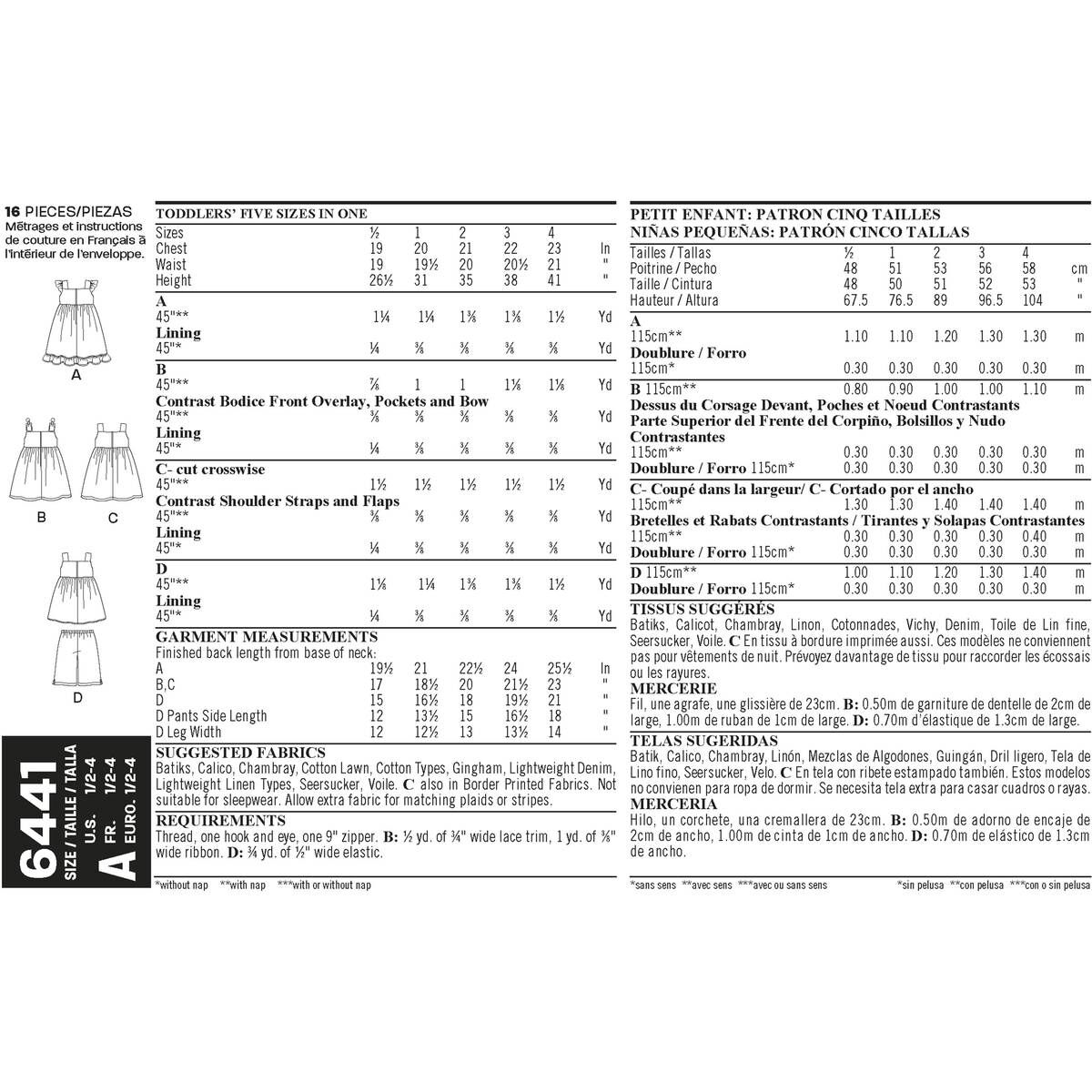 New Look Toddlers' Dresses and Tops Sewing Pattern 6441 | Hobbycraft