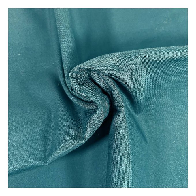 Teal Organic Premium Cotton Fabric by the Metre | Hobbycraft