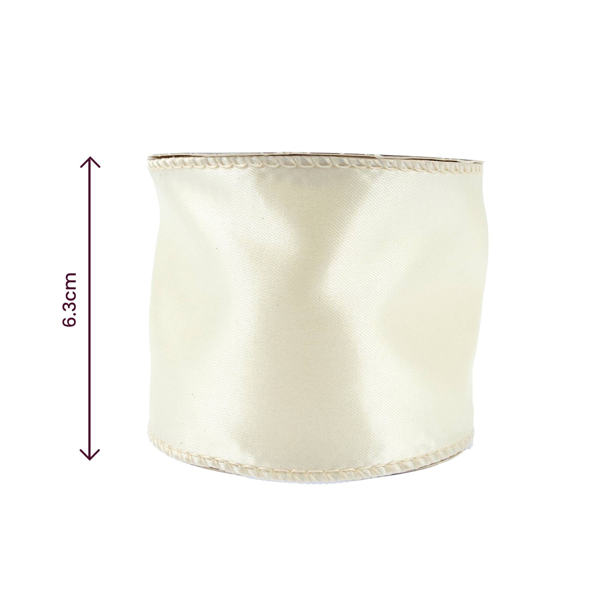 Light Cream Wire Edge Satin Ribbon 63mm x 3m | Hobbycraft
