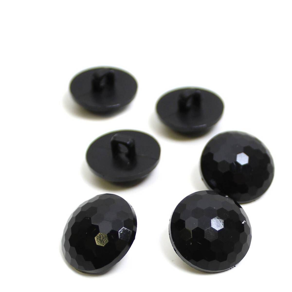 Hemline Black Novelty Faceted Button 6 Pack | Hobbycraft