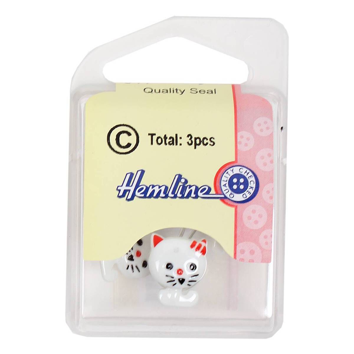 Hemline White Novelty Cat Button 3 Pack | Hobbycraft