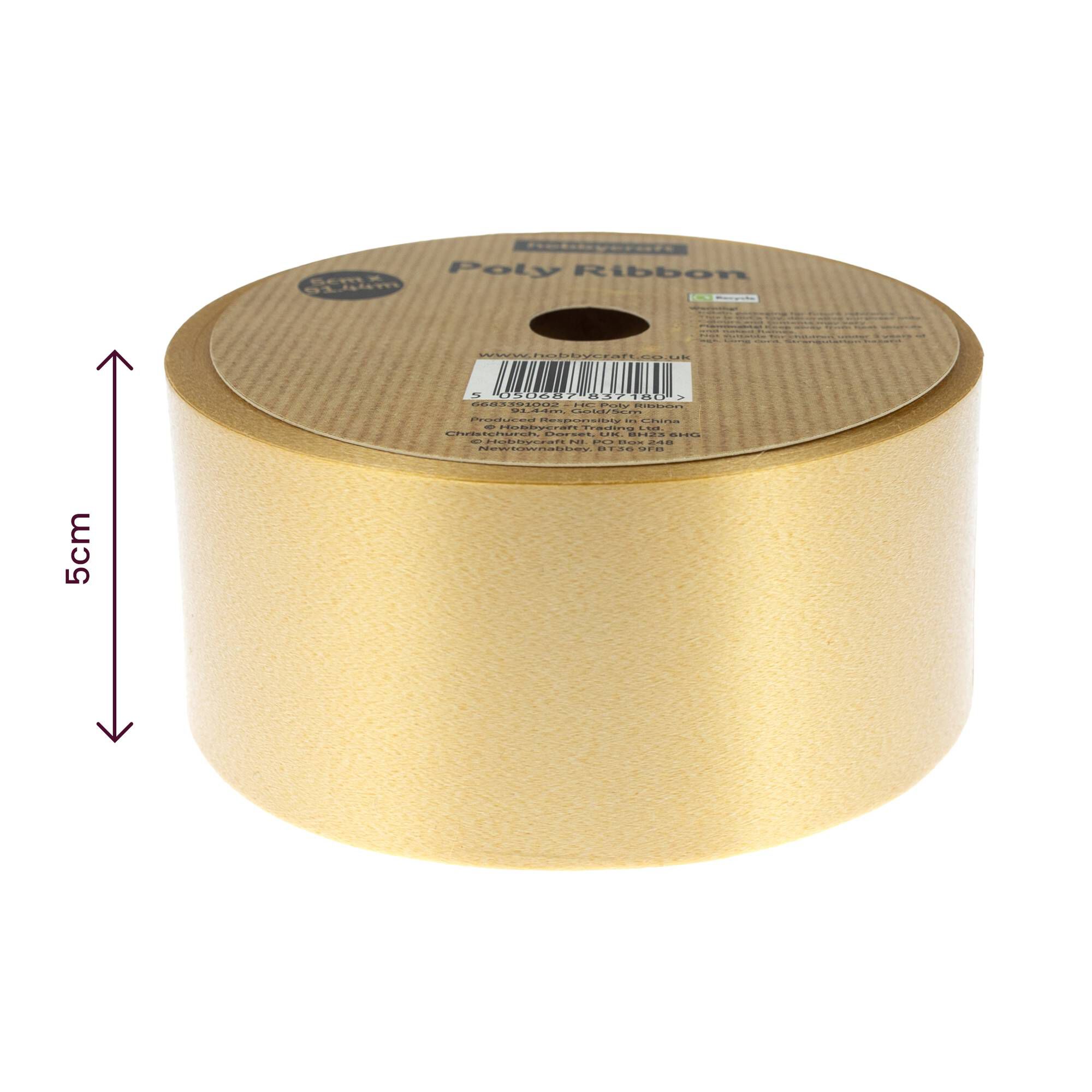 Gold Poly Ribbon 5cm x 91m | Hobbycraft