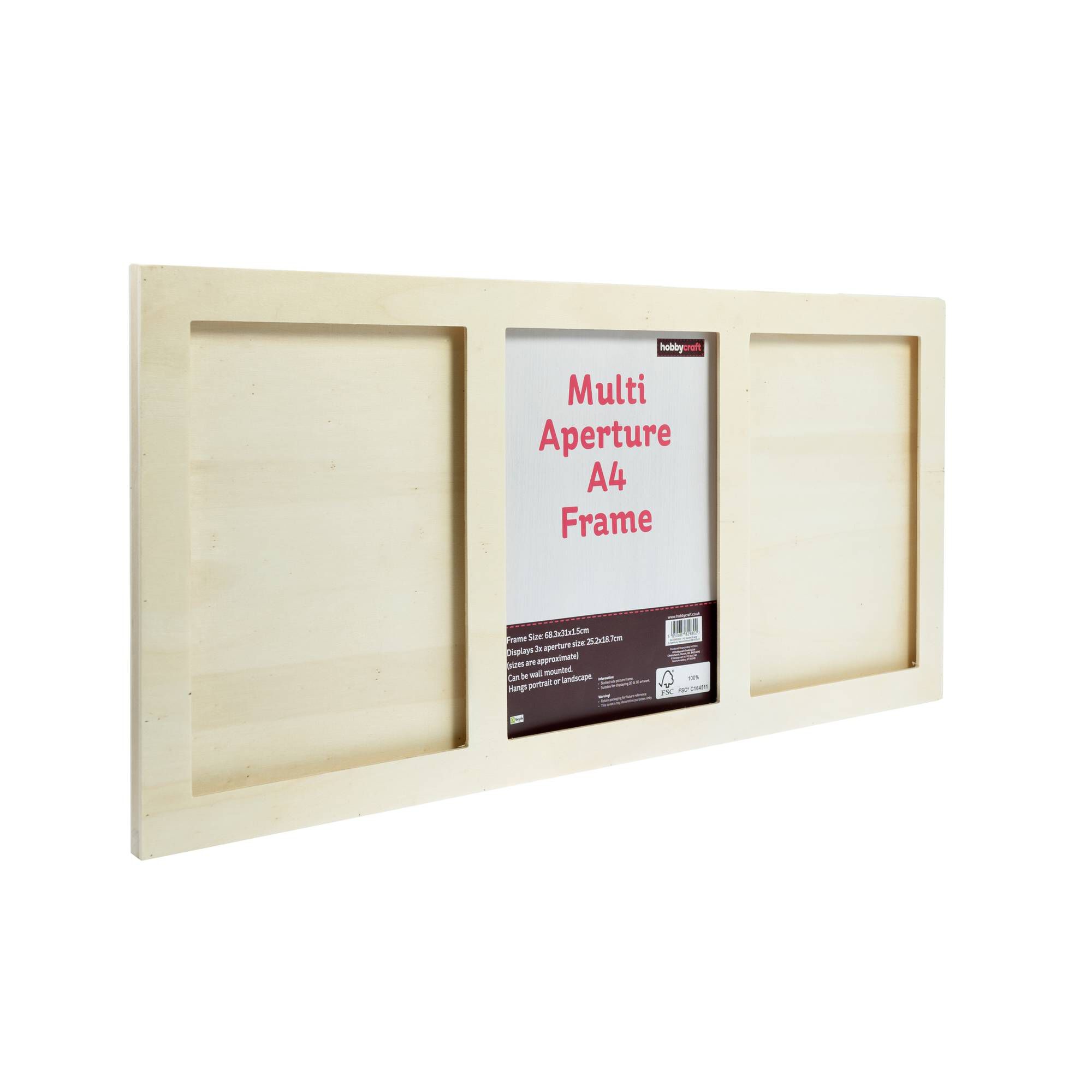 Natural Wood Multi-Aperture Slotted Frame A4 | Hobbycraft