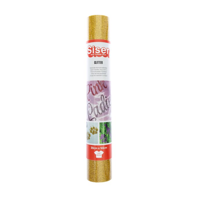 Siser Gold Glitter Heat Transfer Vinyl 30cm x 50cm | Hobbycraft