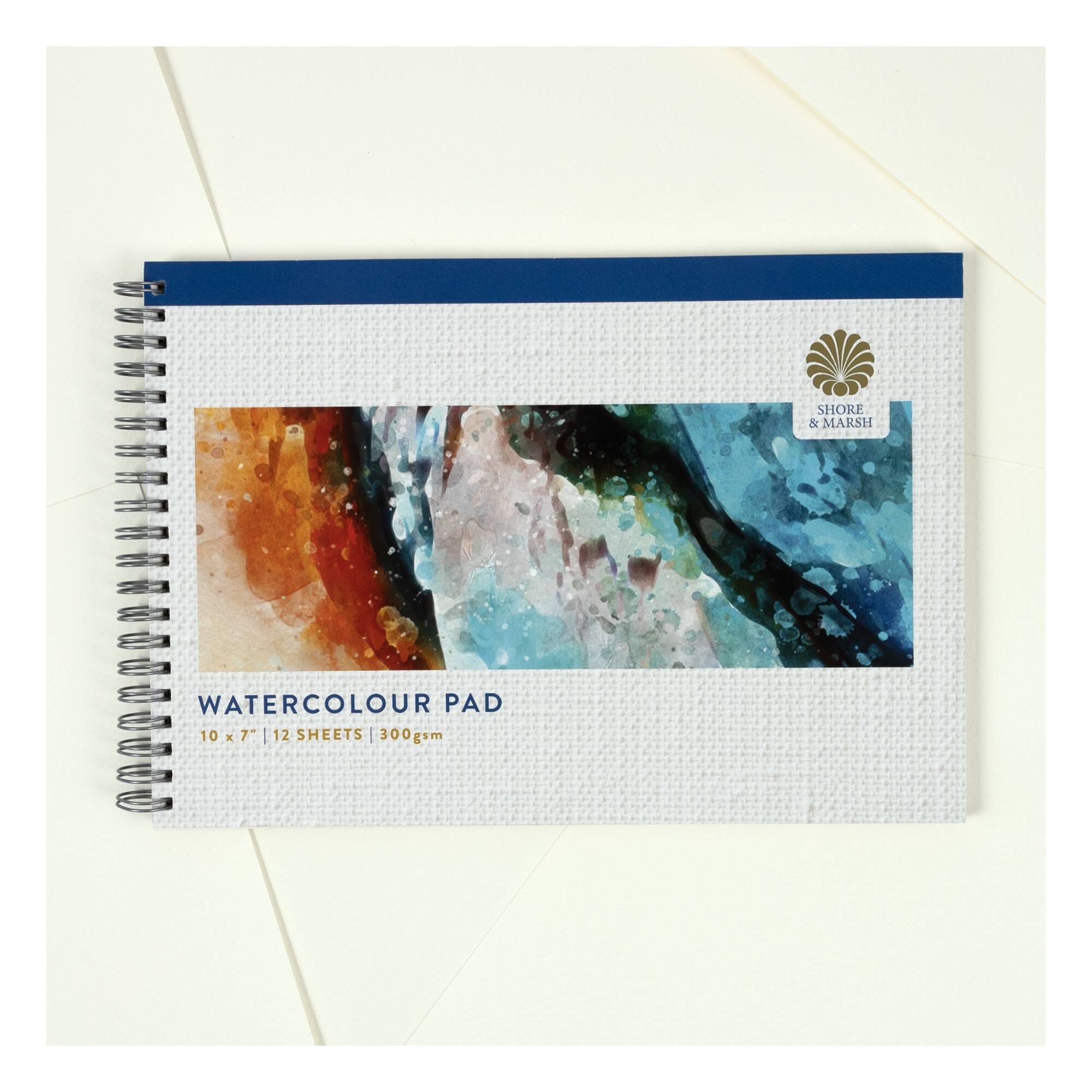 Shore & Marsh Cold Pressed Watercolour Spiral Pad 10 x 7 Inches 12 ...