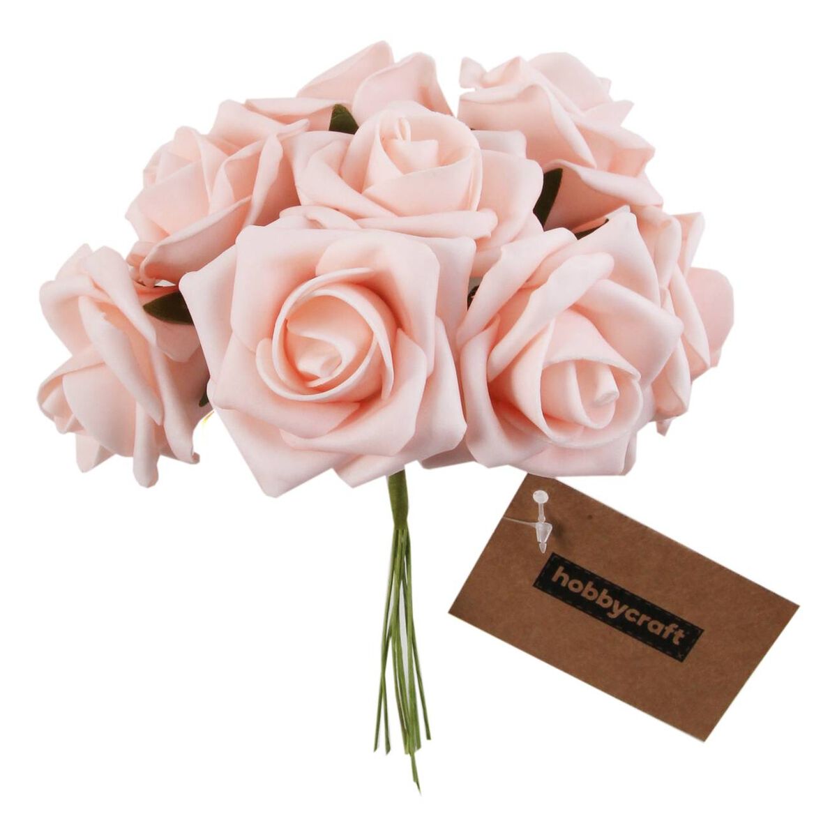 Light Pink Open Rose Bouquet 8 Pieces | Hobbycraft