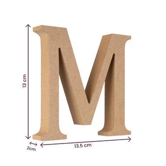 MDF Wooden Letter M 13cm | Hobbycraft