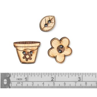 Trimits Wooden Spring Garden Buttons 6 Pieces | Hobbycraft