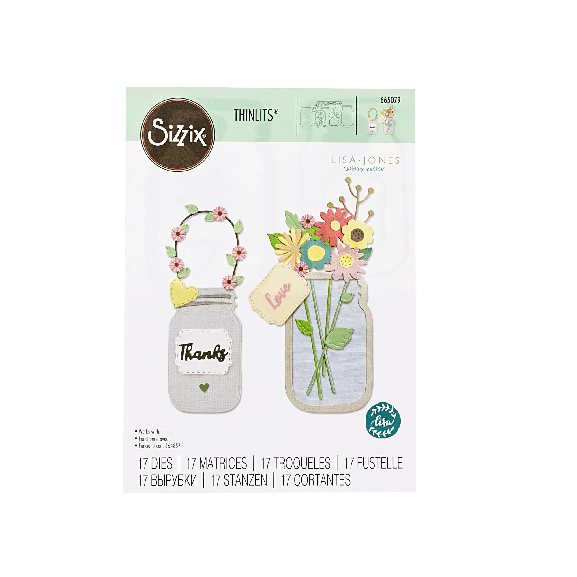 Sizzix Thinlits Jar of Flowers Dies 17 Pieces | Hobbycraft