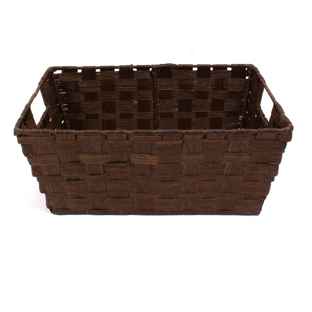 Chocolate Brown Paper Storage Basket 33cm x 23cm x 14cm | Hobbycraft