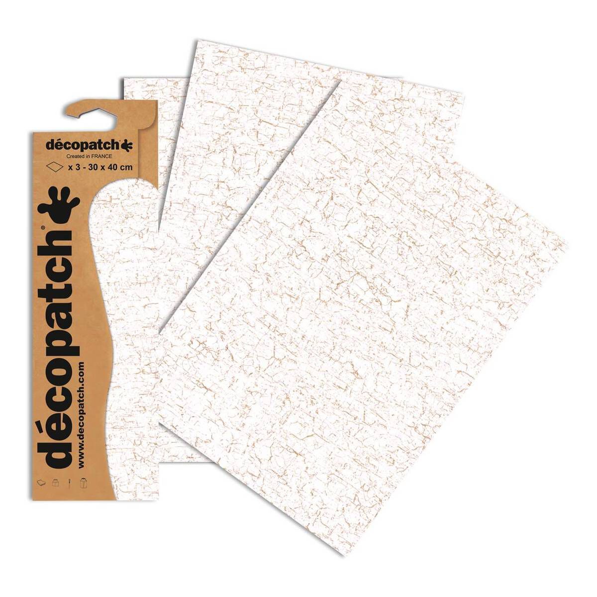 Decopatch Gold and White Crackle Paper 3 Sheets | Hobbycraft