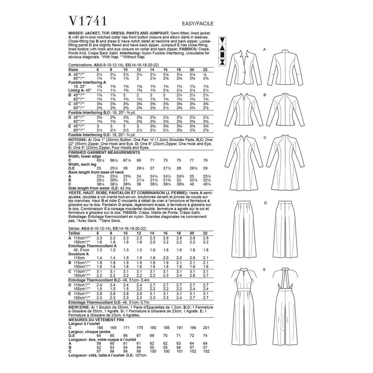Vogue Women’s Separates Sewing Pattern V1741 (14-22) | Hobbycraft