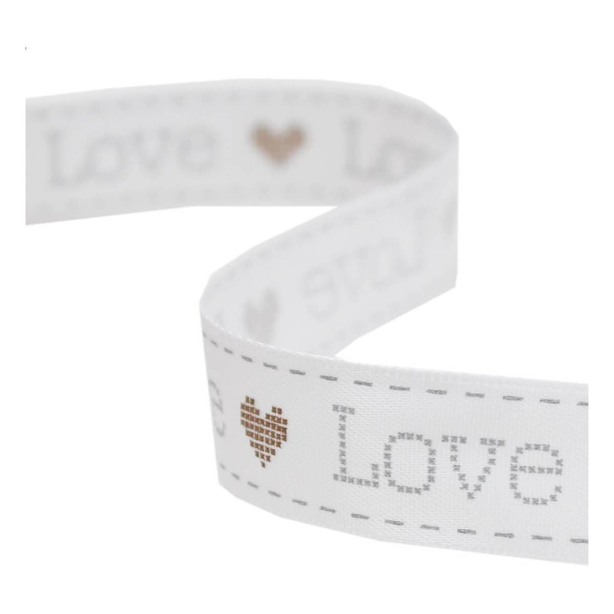 Grey and Gold Love Satin Ribbon 16mm x 4m | Hobbycraft