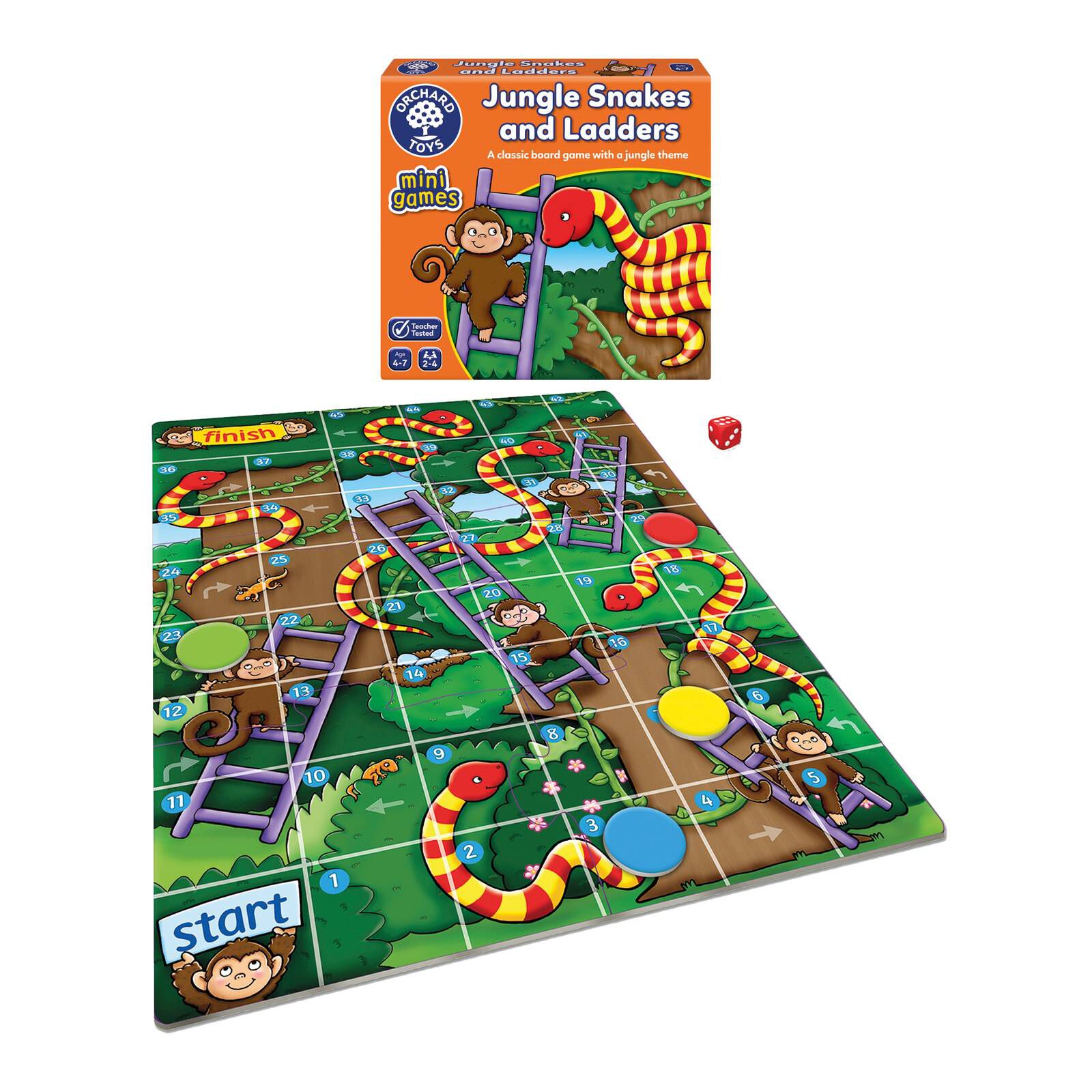 Orchard Toys Jungle Snakes and Ladders Mini Game | Hobbycraft