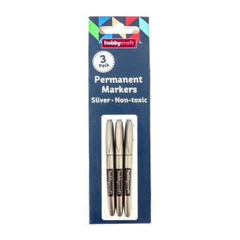 Silver Fine Permanent Markers 3 Pack | Hobbycraft