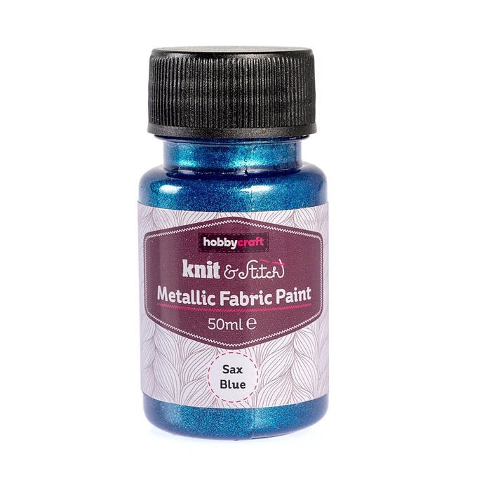 Sax Blue Metallic Fabric Paint 50ml | Hobbycraft