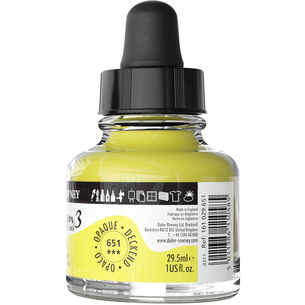 Daler-Rowney System3 Lemon Yellow Acrylic Ink 29.5ml | Hobbycraft