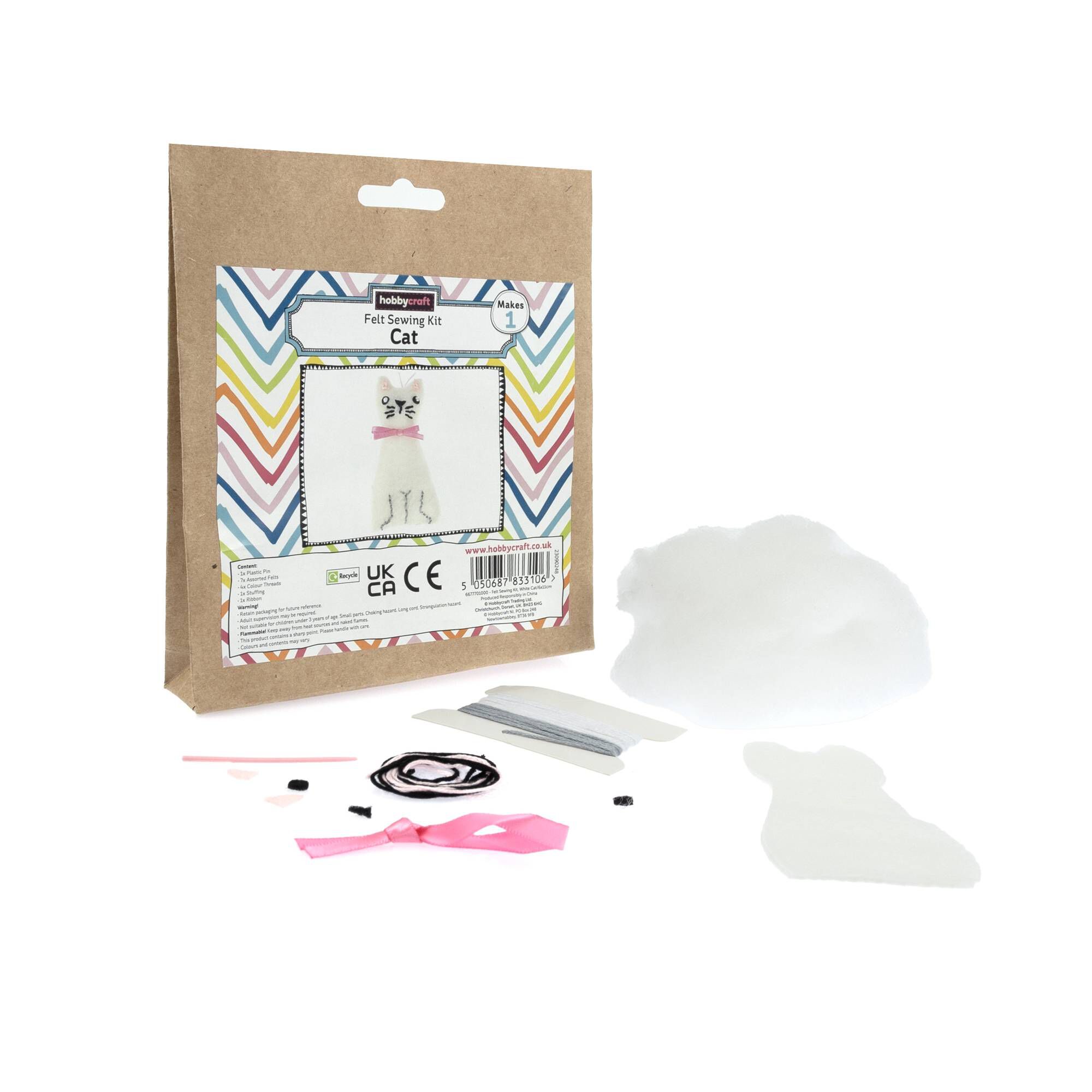 White Cat Felt Sewing Kit | Hobbycraft