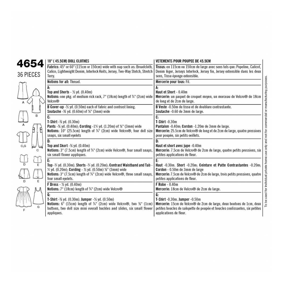 Simplicity Doll Clothing Sewing Pattern 4654 | Hobbycraft