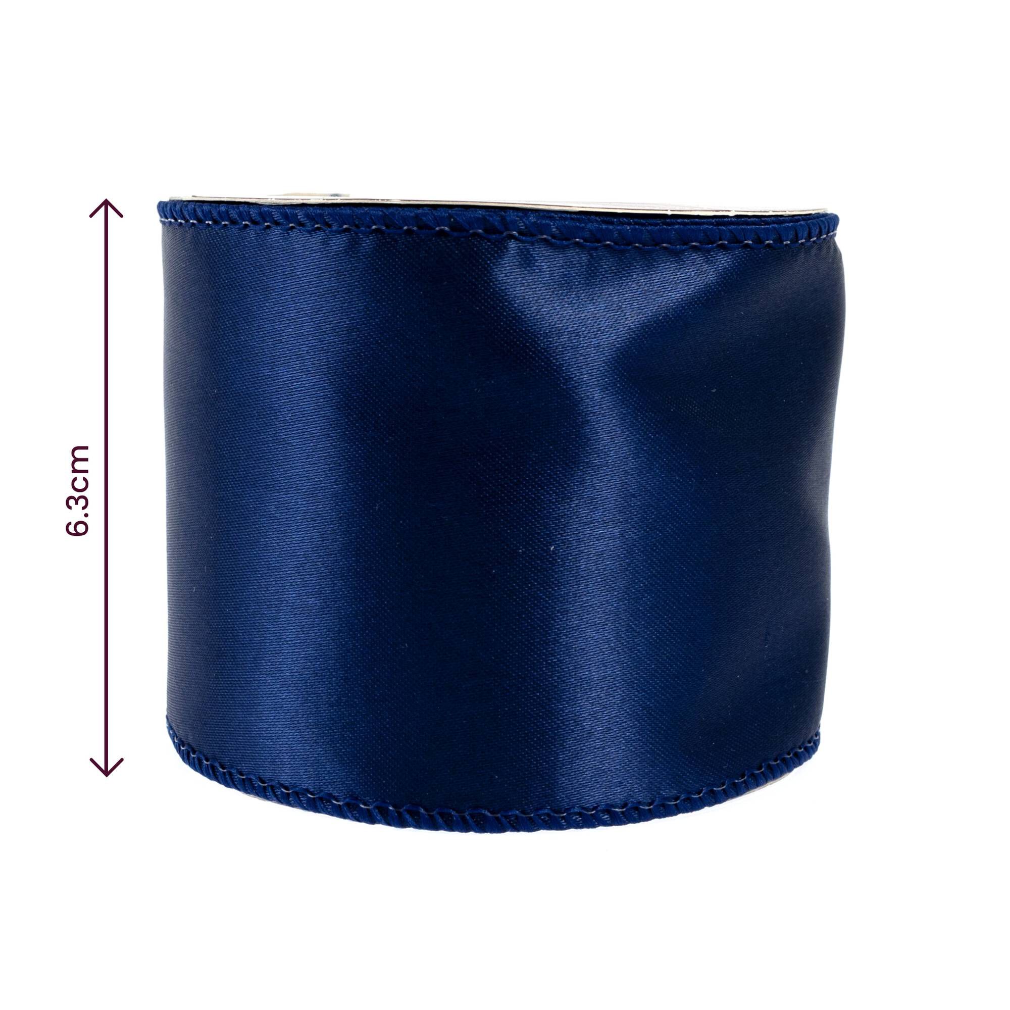 Navy Wire Edge Satin Ribbon 63mm x 3m | Hobbycraft