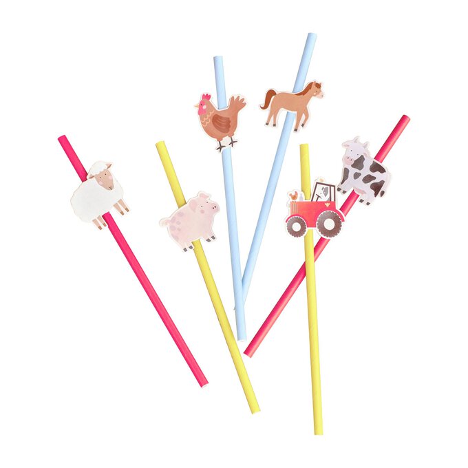 Ginger Ray Farm Animal Paper Straws 16 Pack | Hobbycraft