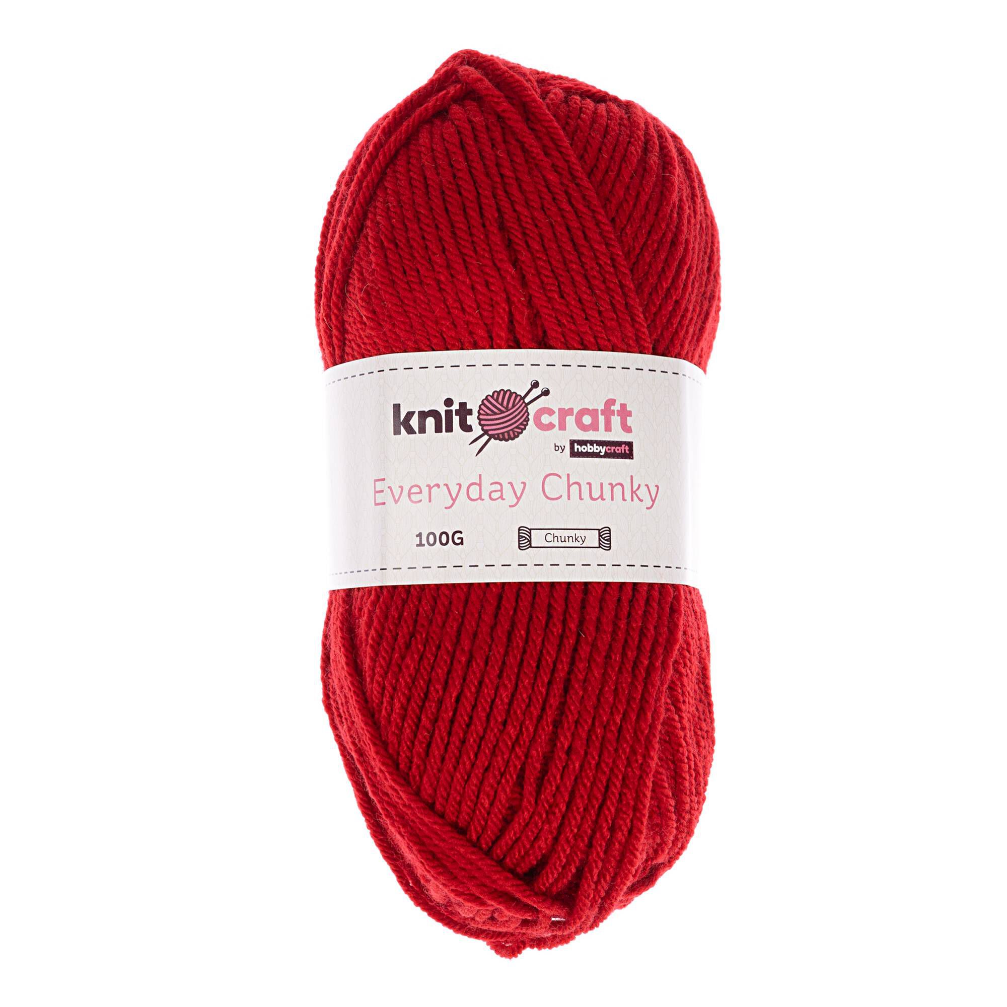 Knitcraft Red Everyday Chunky Yarn 100g | Hobbycraft