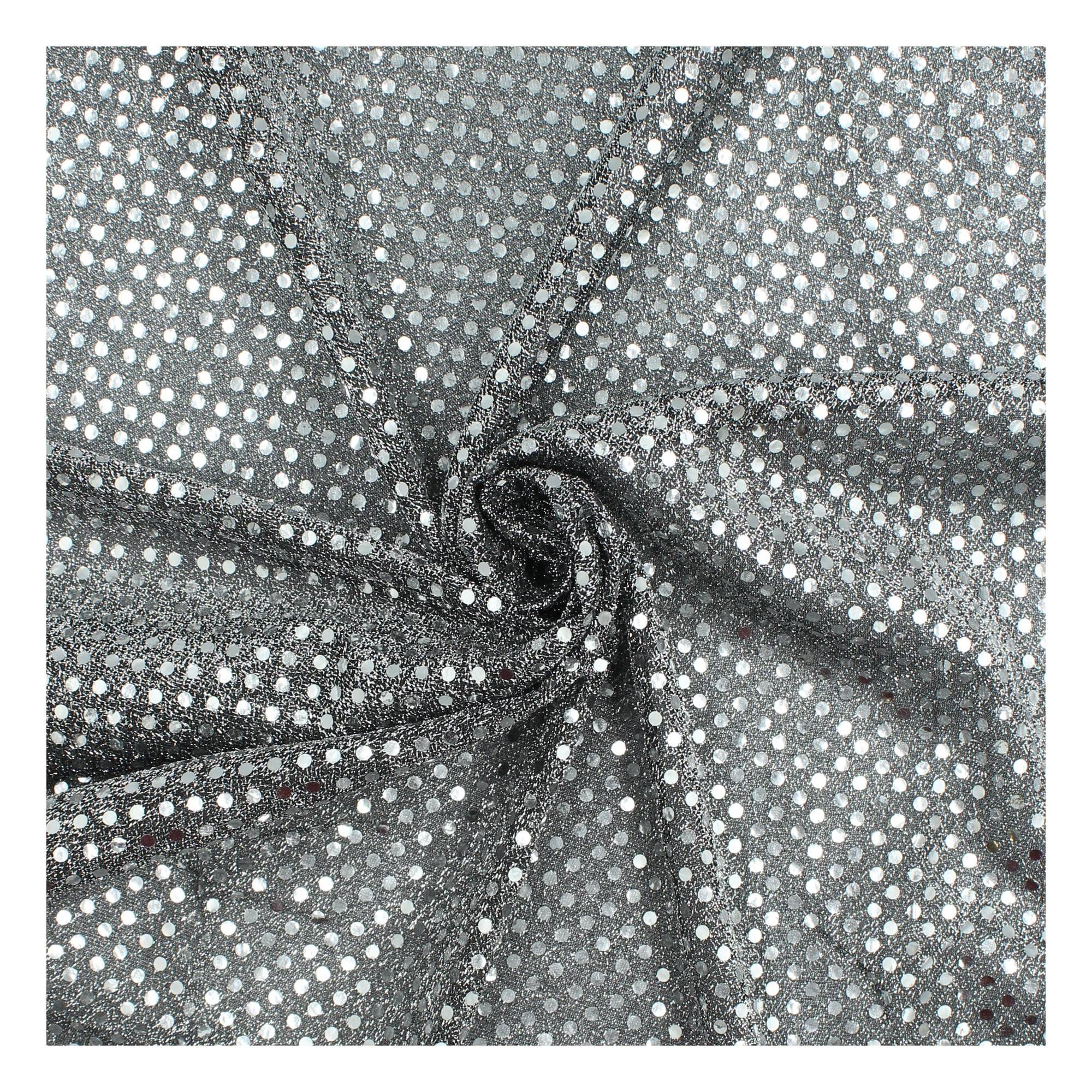 Black and Silver Sequin Polyester Jersey Fabric by the Metre | Hobbycraft