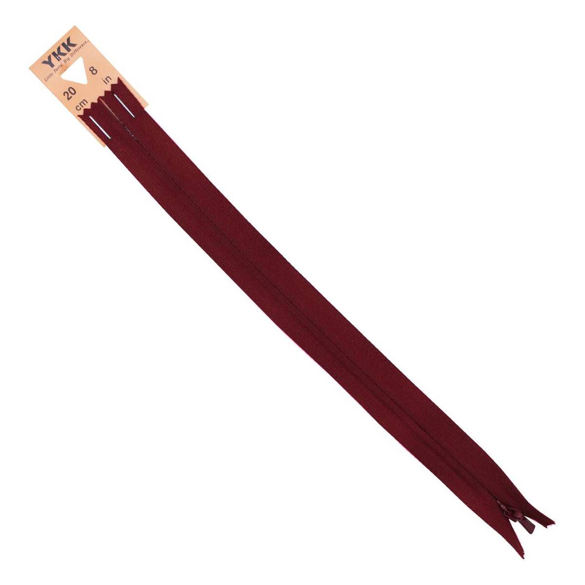 YKK Maroon Concealed Zip 20cm | Hobbycraft