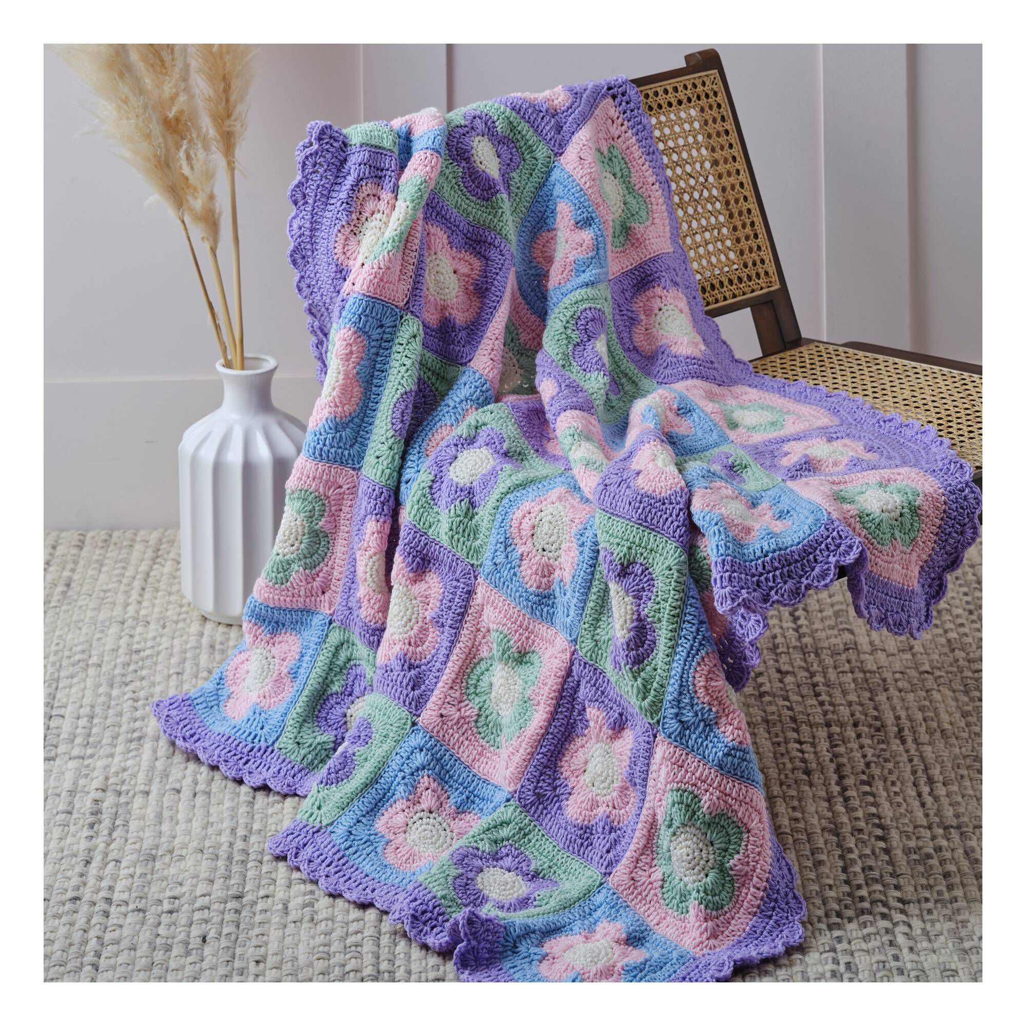 Knitcraft Crochet Flower Blanket Digital Pattern 0313 | Hobbycraft